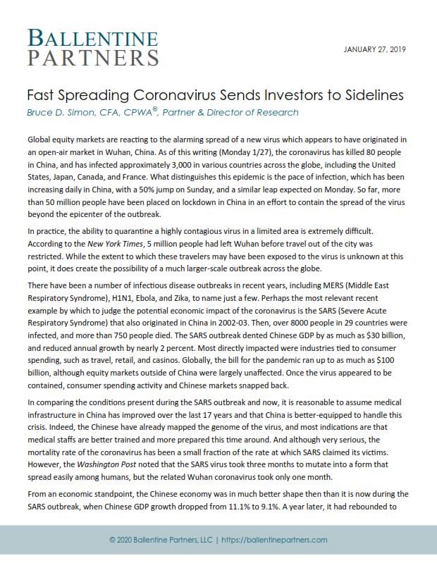 Fast Spreading Coronavirus Sends Investors to Sidelines - Ballentine ...